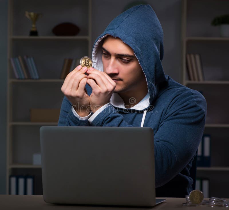 Young Man in Bitcoin Mining Concept Stock Photo - Image of financial ...