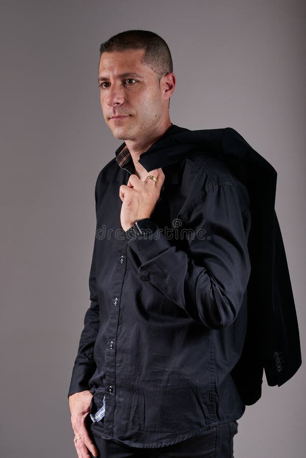 171 Man Black Suit Jacket Over Shoulder Stock Photos - Free & Royalty ...