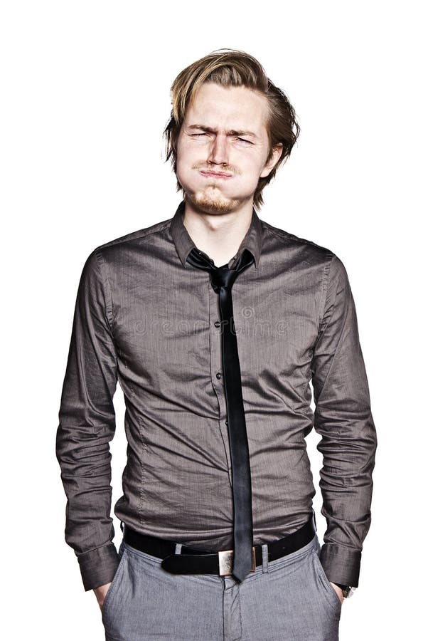 Young Man is Blowing Cheeks Stock Image - Image of hair, black: 36392773