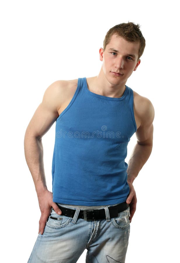 Young Man in Blue stock photo. Image of muscular, meeting - 804992