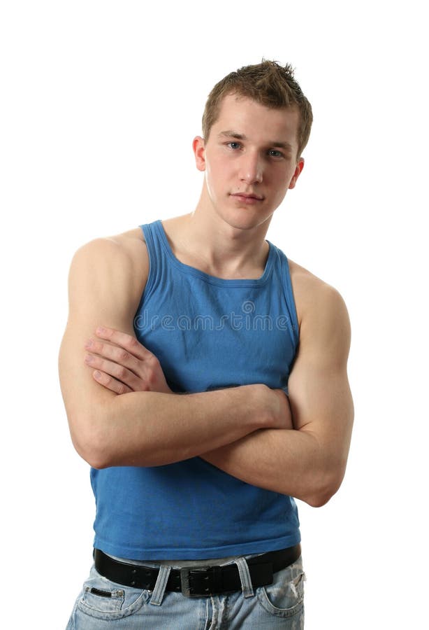 Young Man in Blue stock image. Image of person, looking - 7303485
