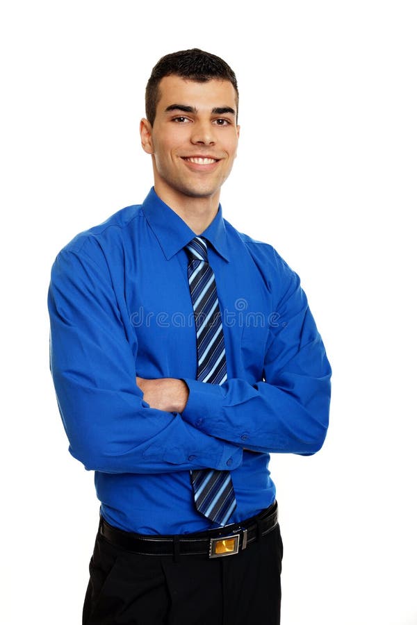 Young man in blue shirt stock photo. Image of attractive - 41222678
