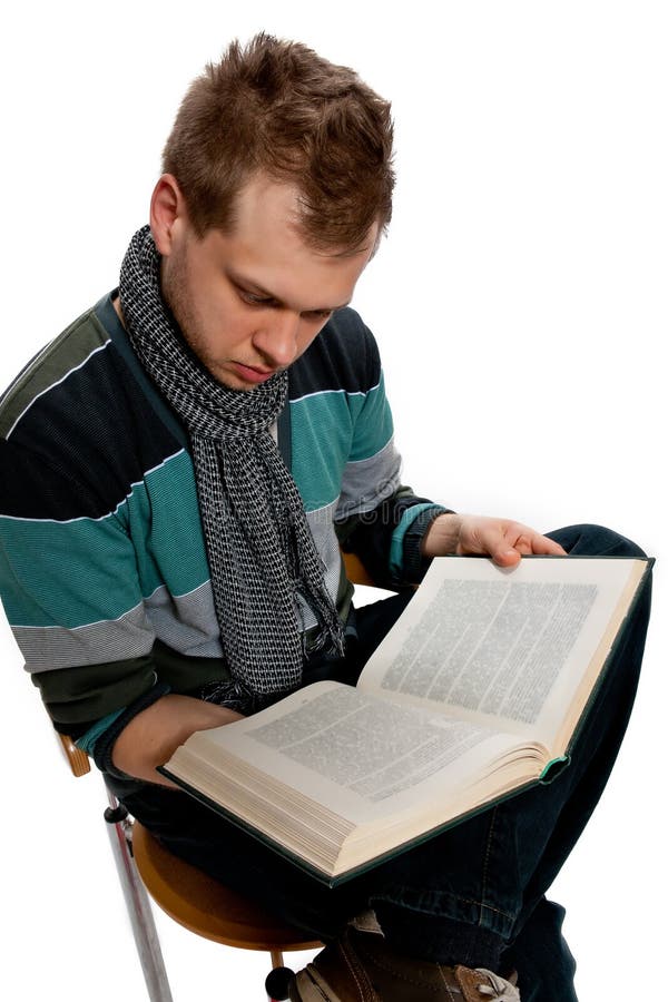 Young man with book stock photo. Image of comfortable - 20482306