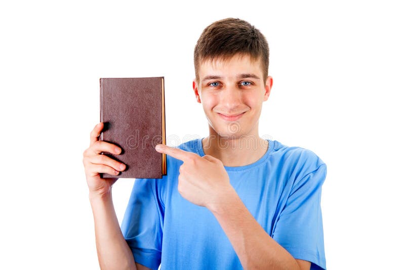 Young Man with a Book stock image. Image of hold, empty - 122934125