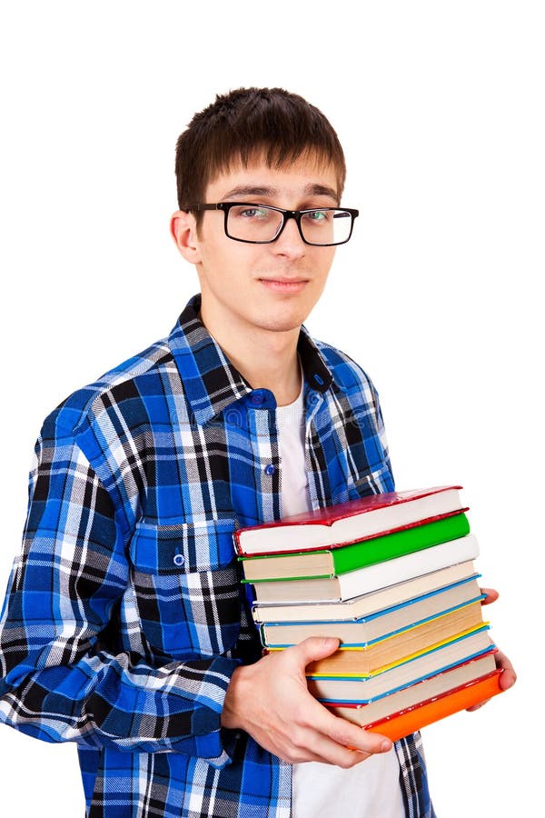 Young Man with a Books stock image. Image of pupil, attractive - 93739395