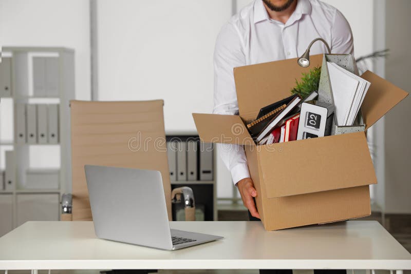Young Dismissed Woman Packing Stuff into Box at Office Stock Image ...