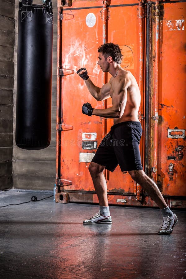 Young man boxing workout stock image. Image of model - 47410899