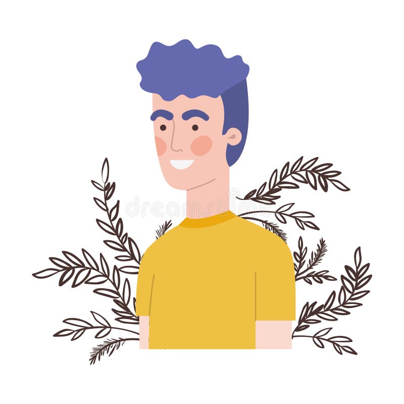 Young Man with Branch with Leaf Character Stock Vector - Illustration ...