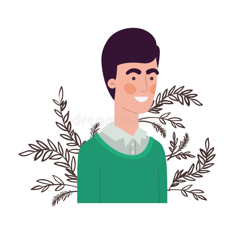 Young Man with Branch with Leaf Character Stock Vector - Illustration ...