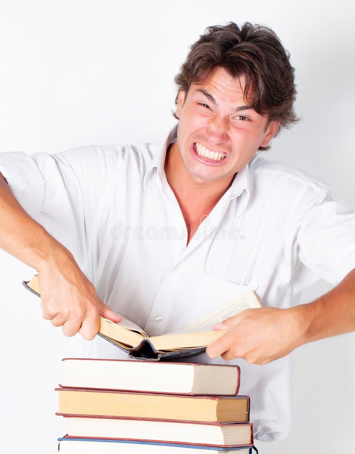 Young Man Breaking the Book Stock Image - Image of adult, book: 26958033