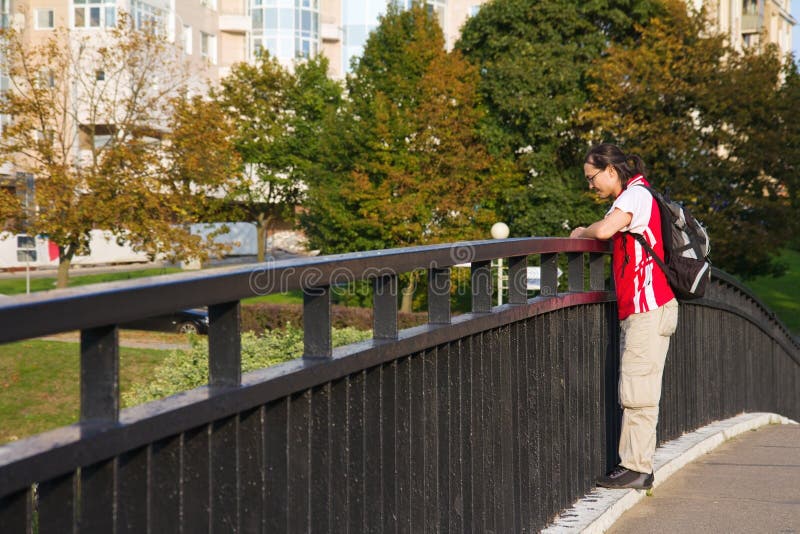 Young man on bridge stock photo. Image of europe, person - 35235172