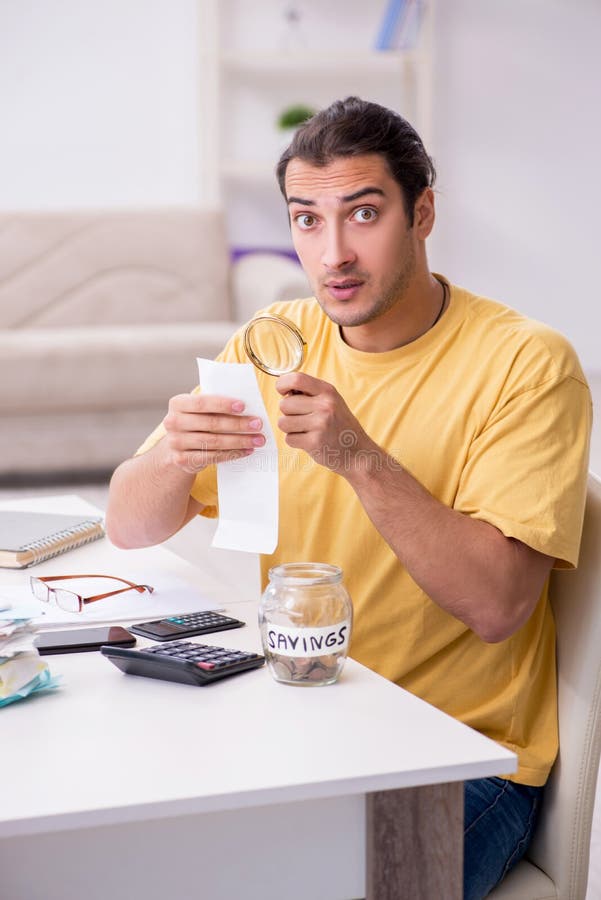 Young Man in Budget Planning Concept Stock Photo - Image of husband ...