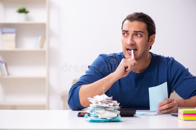 Young Man in Budget Planning Concept Stock Image - Image of credit ...