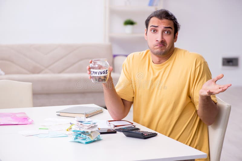 Young Man in Budget Planning Concept Stock Image - Image of budget ...