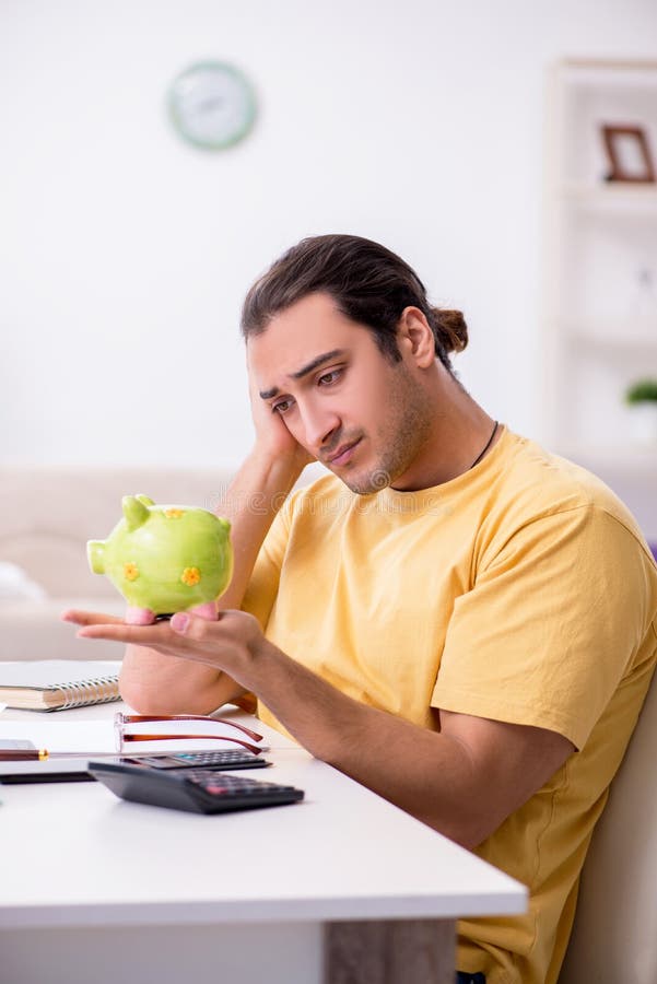Young Man in Budget Planning Concept Stock Image - Image of loan ...