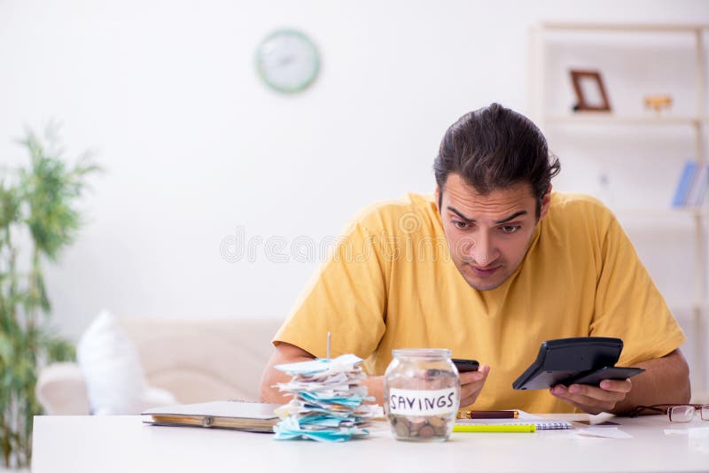 Young Man in Budget Planning Concept Stock Photo - Image of accounting ...