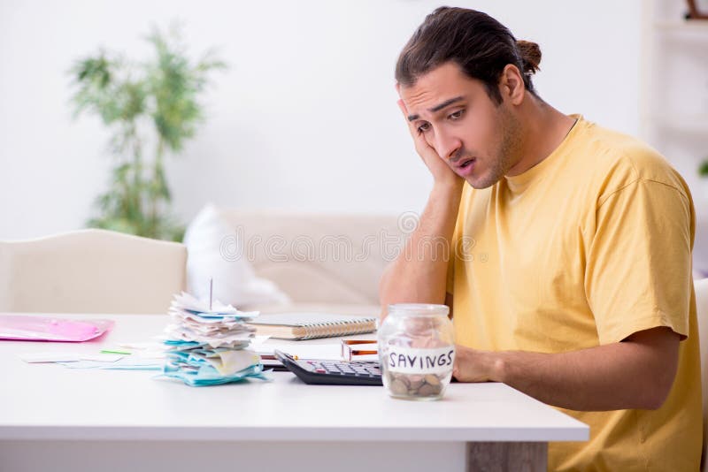 Young Man in Budget Planning Concept Stock Photo - Image of financial ...