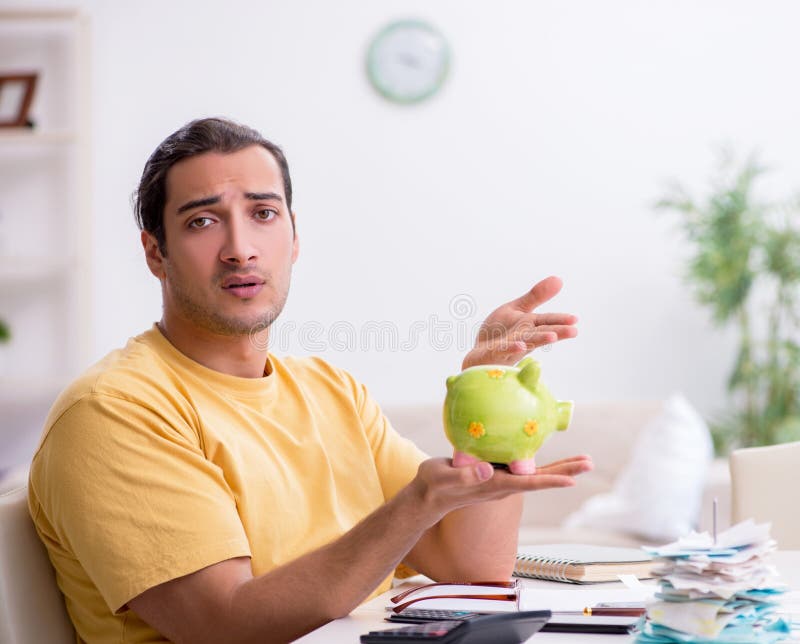 Young Man in Budget Planning Concept Stock Image - Image of coronavirus ...