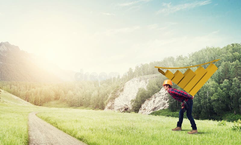 Engineer Man Carry Progress Graph Stock Image - Image of innovation ...