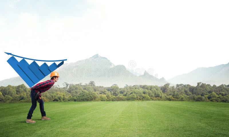 Engineer Man Carry Progress Graph Stock Image - Image of graph, concept ...