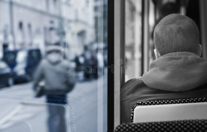 Young Man on a Bus stock image. Image of destination - 11750851