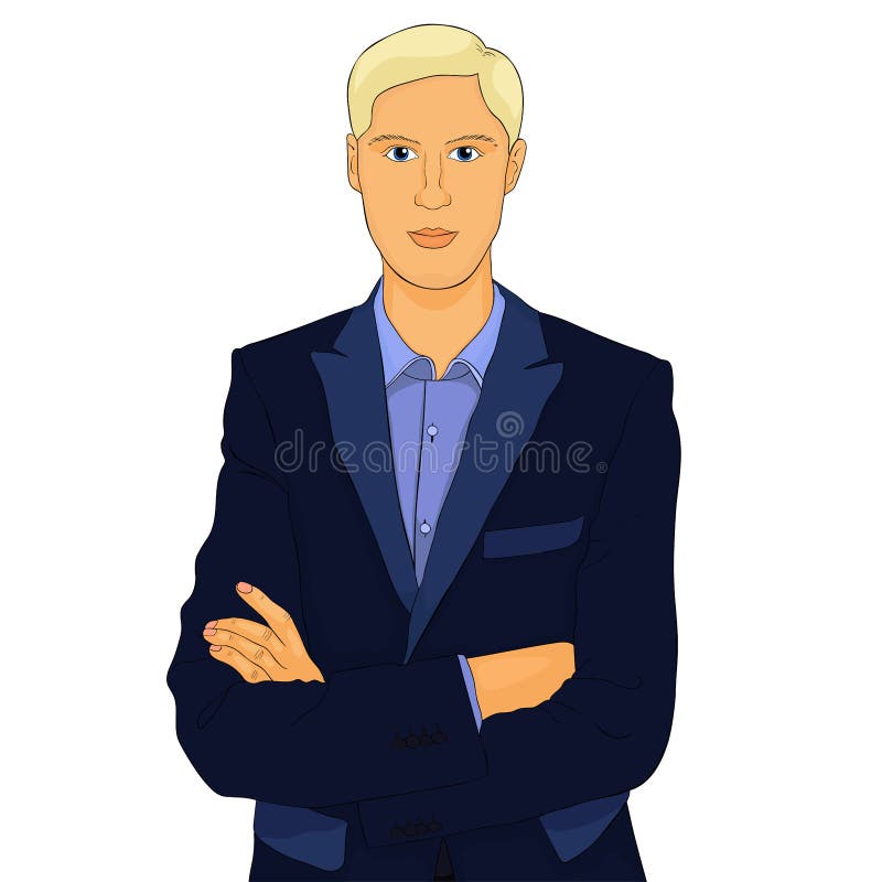 Young Man in a Business Suit. Vector Illustration Stock Vector ...
