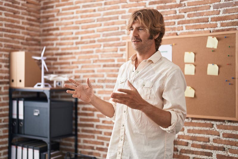Young Man Business Worker Speaking at Office Stock Image - Image of ...