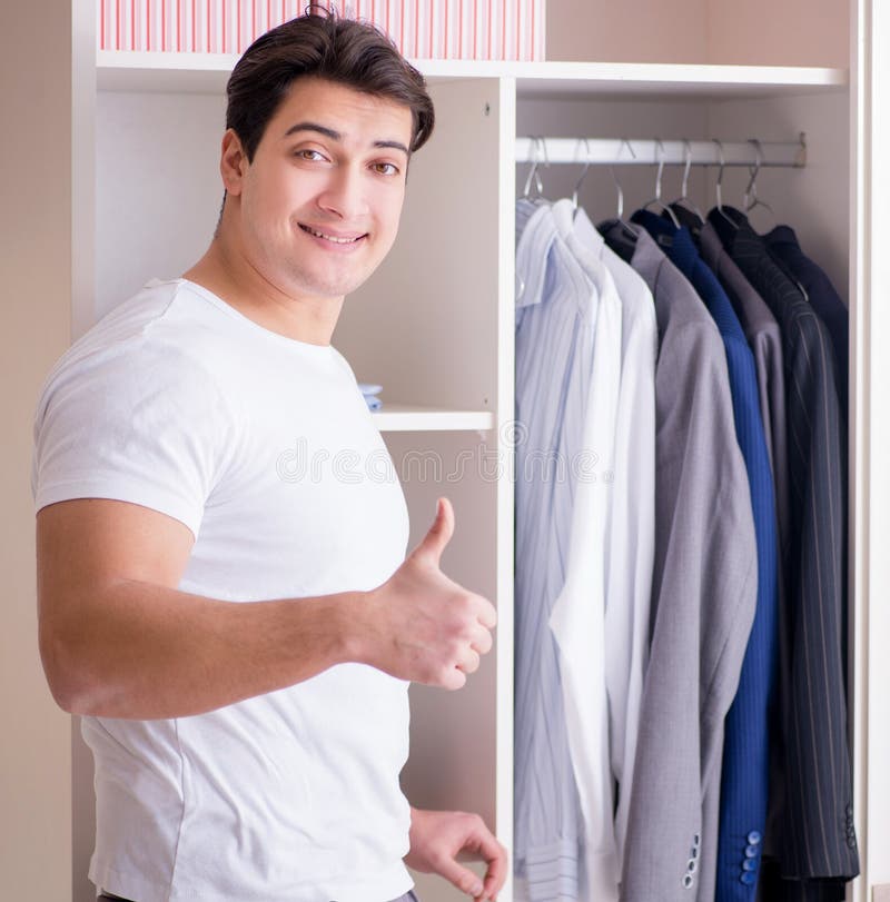 Young Man Businessman Getting Dressed for Work Stock Image - Image of ...
