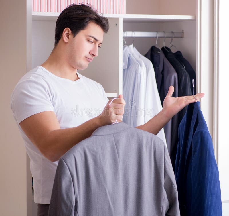 Young Man Businessman Getting Dressed for Work Stock Image - Image of ...