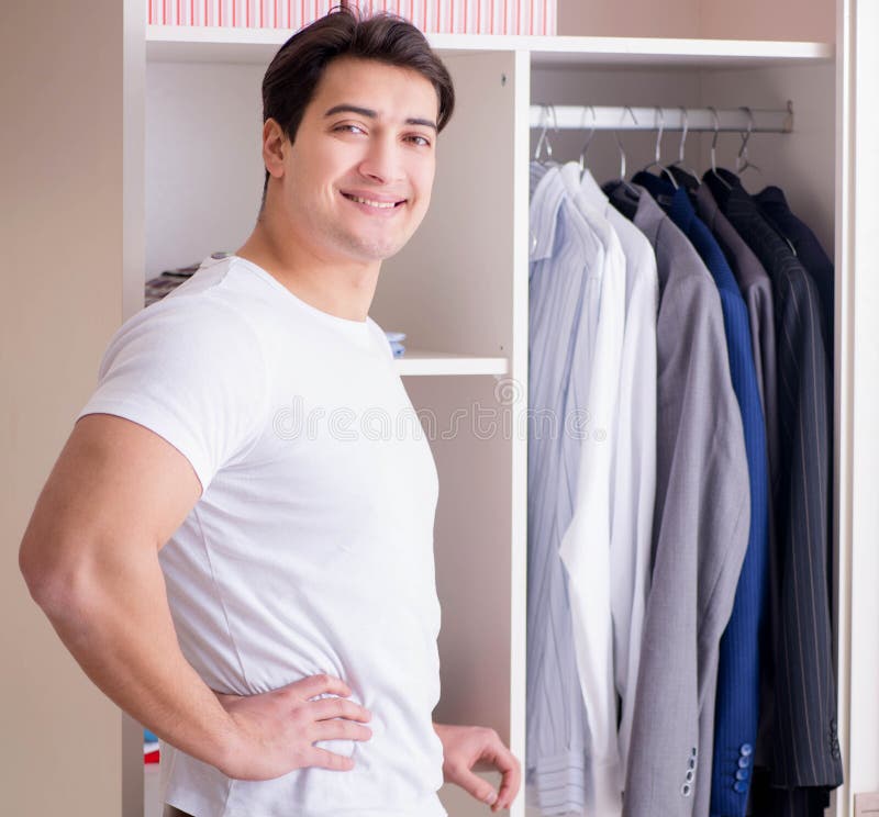 Young Man Businessman Getting Dressed for Work Stock Image - Image of ...
