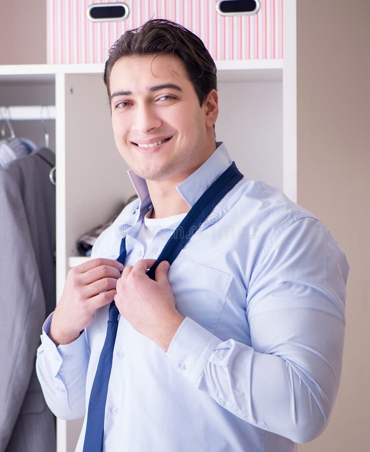 Young Man Businessman Getting Dressed for Work Stock Image - Image of manager, clothes: 269672857