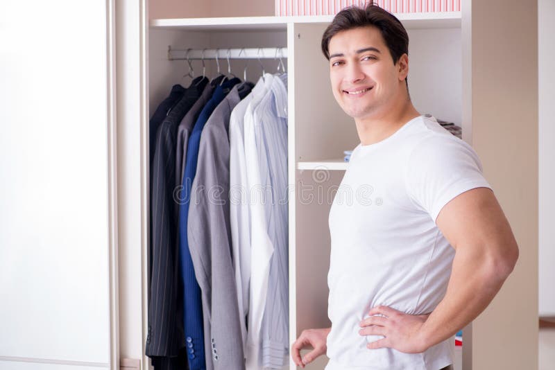 The Young Man Businessman Getting Dressed for Work Stock Image - Image ...