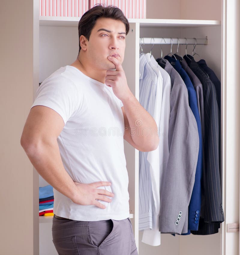 Young Man Businessman Getting Dressed for Work Stock Image - Image of ...