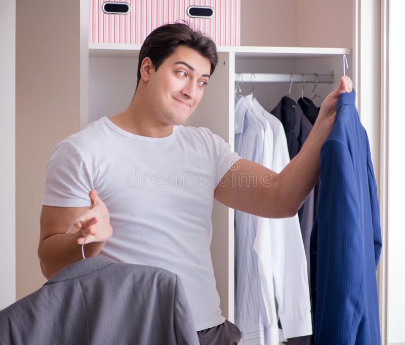 Young Man Businessman Getting Dressed for Work Stock Image - Image of ...