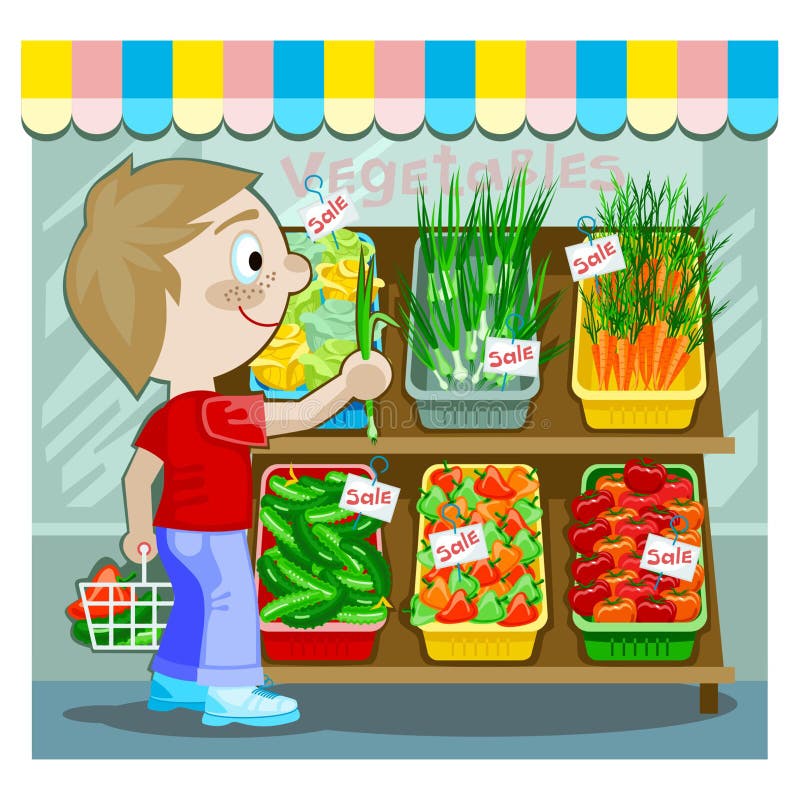 Young man buying produce stock vector. Illustration of agriculture ...