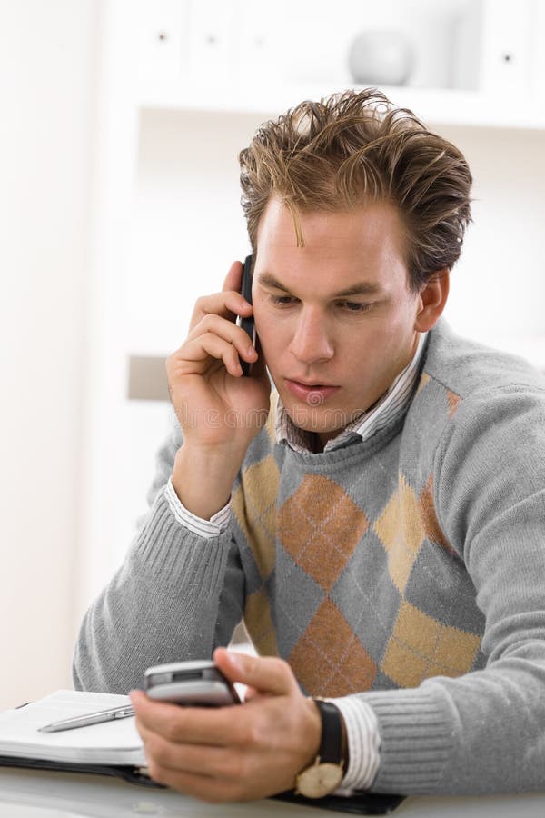 Young Man Calling on Mobile Phone Stock Image - Image of call, handsome ...