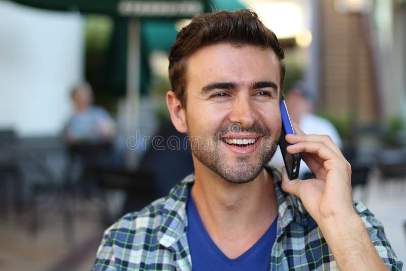 Young Man Calling from Home Stock Photo - Image of hispanic, caucasian ...