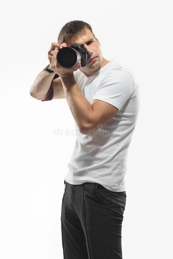Young Man with a Camera, Photographer Stock Image - Image of young ...
