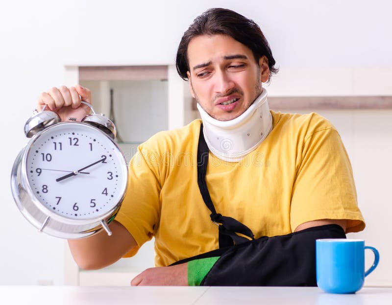 Young Man after Car Accident Suffering at Home Stock Photo - Image of ...
