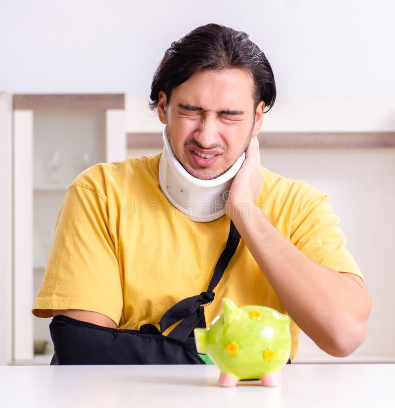 Young Man after Car Accident Suffering at Home Stock Photo - Image of ...