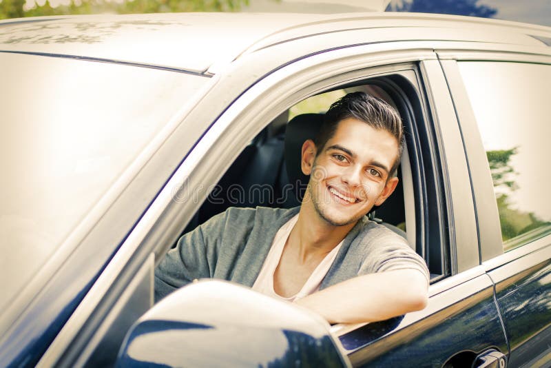 Man in the car stock image. Image of young, window, driving - 107284683