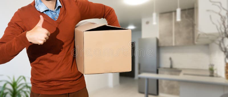 Young Man Carries Moving Boxes Stock Photo - Image of shipping, young ...