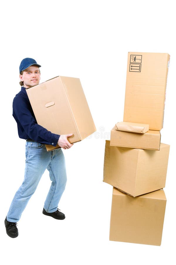 Young Man Carryinng a Cardboard Box Stock Image - Image of person, face ...