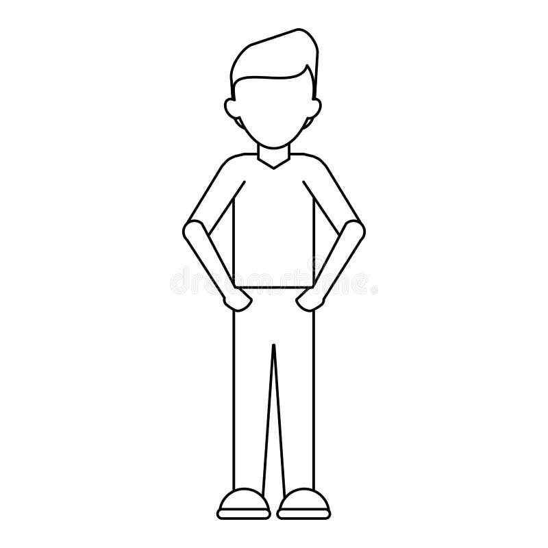 Young Man Cartoon Faceless in Black and White Stock Vector ...