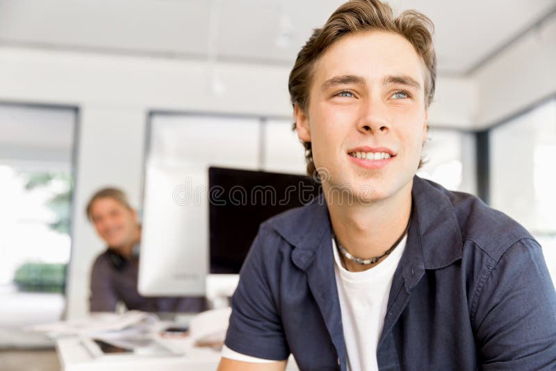 Young Man in Casual in Office Stock Photo - Image of modern, meeting ...