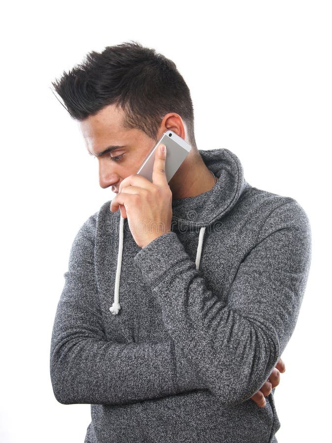 Young man with cell phone stock image. Image of communication - 43164939