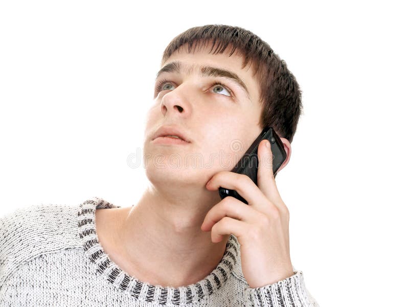Young Man with Cellphone stock photo. Image of isolated - 59375270