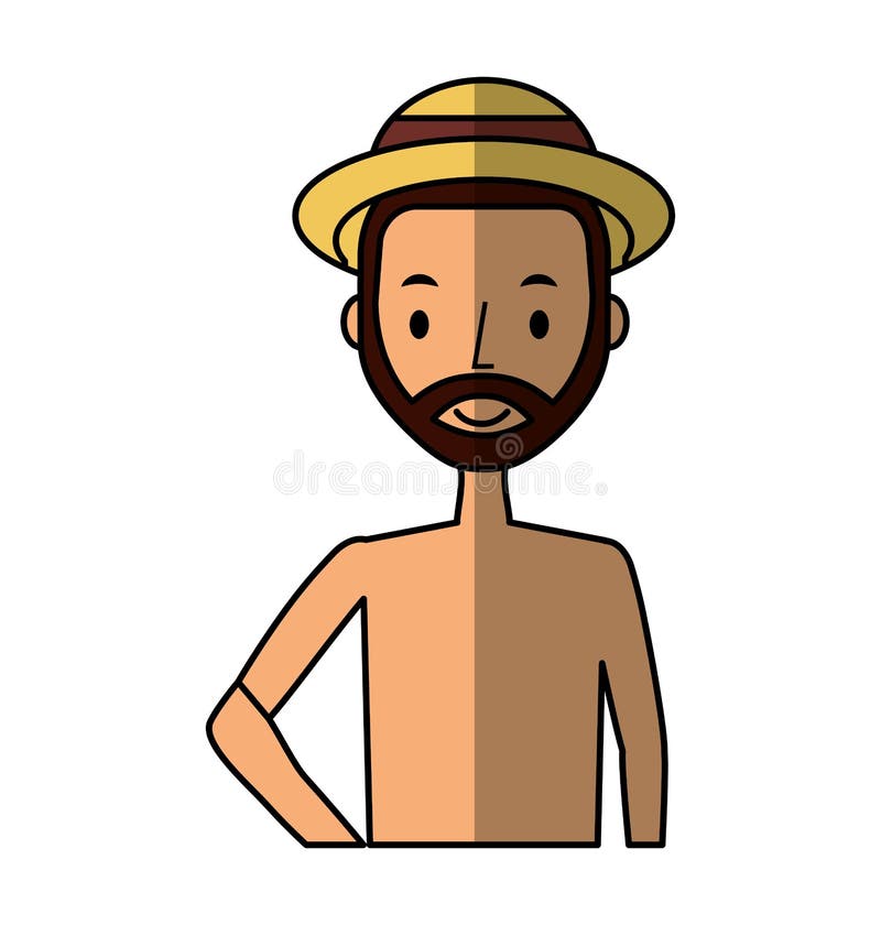 Young Man Character with Summer Hat Stock Vector - Illustration of ...