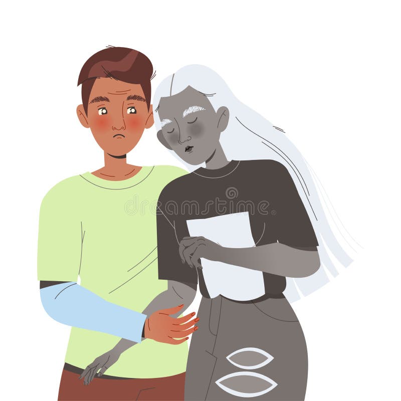 Young Man Character Supporting and Comforting Sad Friend with Problem ...