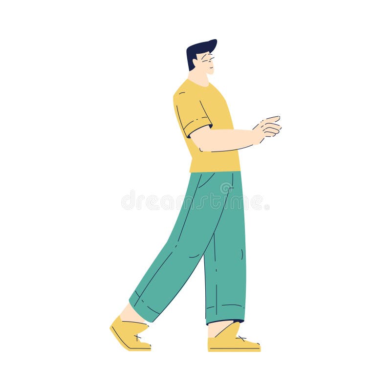 Young Man Character Walking Moving Forward Vector Illustration Stock ...